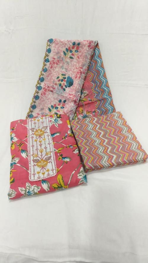 Buy VIBRANCE Woman's Cotton Slub Unstitched Salwar Suit Dress Material ...