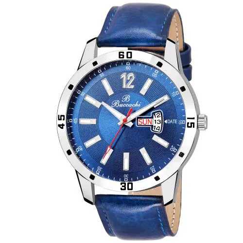Buy Buccachi Round Blue Dial Day & Date Functioning Blue Synthetic ...