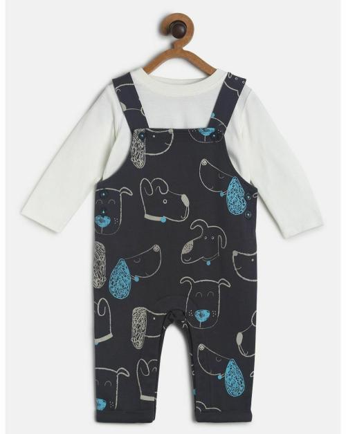 Buy MINI KLUB Baby Boys CharcoalDungaree Set Online at Best Prices in ...