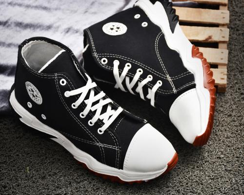 Buy OZJI Premium Fabric Ankle Sneakers Shoes For Men (Black) Online at ...