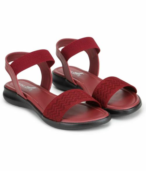 Buy TWINSSHOE Maroon Flat Sandals for Women Online at Best Prices in ...