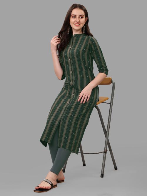 Buy Parnavi Women Green Cotton Straight Kurti Online at Best Prices in ...