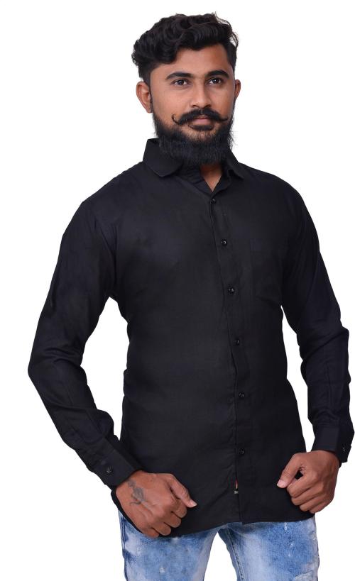 Buy PP SHIRTS Men Black Solid Cotton Blend Casual Shirt (Xl) Online at ...