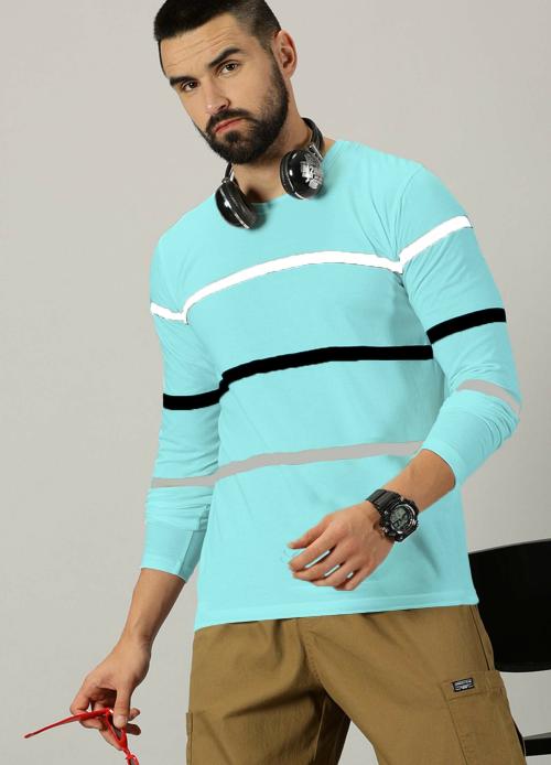 Buy Ausk Men T-Shirts || Round Neck Full Sleeve T-Shirts for Mens ( Colour - Sky Blue) Online at ...