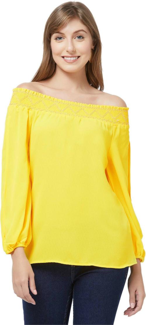 Buy 109F Women Yellow Solid Polyester Top Online at Best Prices in ...