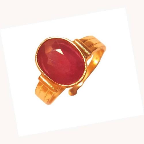 Buy Chopra Gems & Jewellery Gold Plated Brass Natural Burma Ruby Manik Ring (Men and Women ...