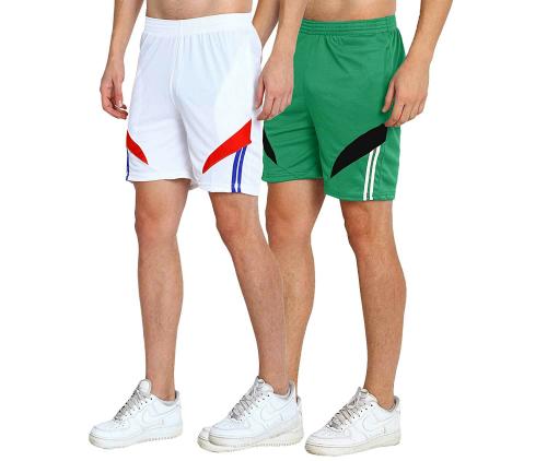 Buy 00RA WITH AS LOGO Men White, Green Pack Of 2 Sports Shorts Online ...