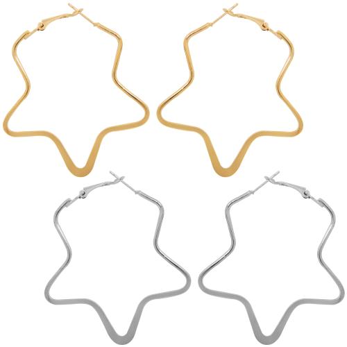 Buy Fresh Vibes Golden and Silver Star Shape Metallic Hoops Earrings ...
