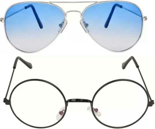 Buy RMKK Round Aviator Sunglasses (For Men & Women Blue Clear) Online ...