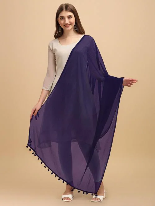 Buy IrisTheStudio Women Dark Blue Chiffon Solid Dupatta Online at Best ...