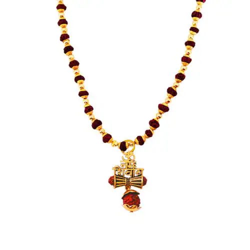Buy M Men Style Religious Om Namah Shivay Damaru Gold Plated Caps ...