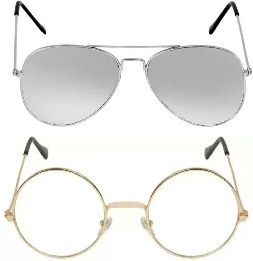 Buy RMKK Round Aviator Sunglasses (For Men & Women Silver Clear) Online ...