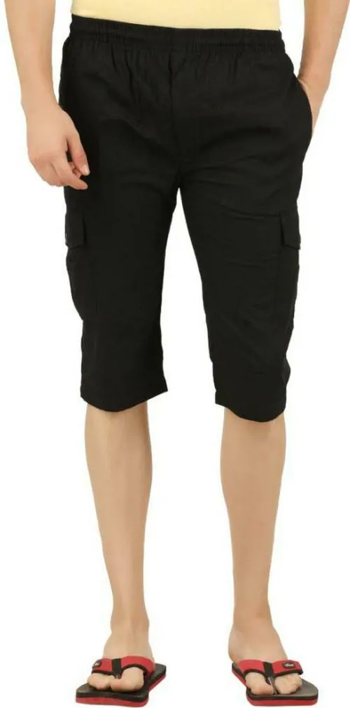 Buy MERINO Men Black Solid Cotton Blend Three Fourths - XL Online at ...