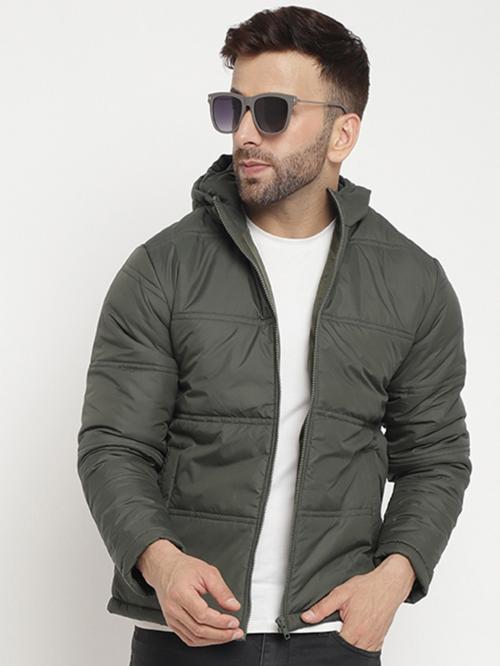 Buy ONNIT Men's Olive winter wear full sleeve solid puffer Jacket. Quilted with high quailty ...