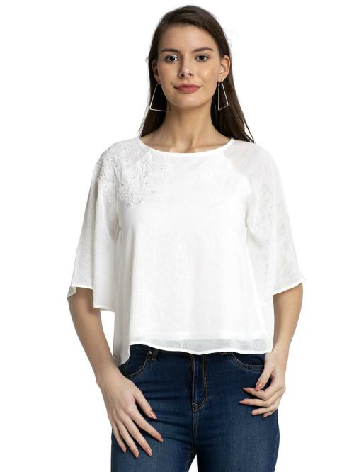 Buy Global Republic Women White Solid Round Neck Top (2Xl) Online at Best Prices in India - JioMart.