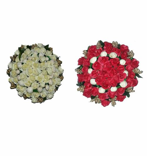 Buy GADINFASHION Multicolor Womens Full Juda Bun Hair Artificial Flower ...