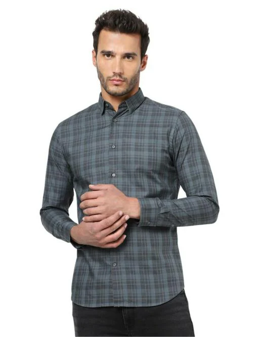 Buy THE COLLECTION Mens Grey Checks Full Sleeve Shirt Online at Best ...