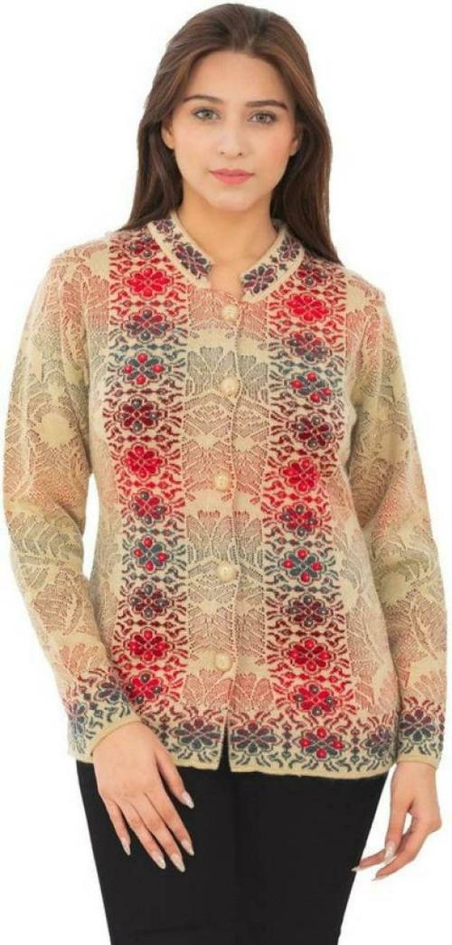Buy Loglo Women Beige Embroidered Acrylic Blend Sweater - L Online at ...
