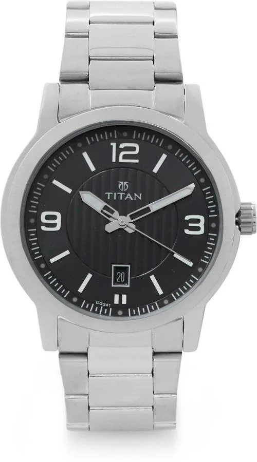 Buy Titan Black Dial Silver Strap Analog Watch For Men - (1730SM02 ...