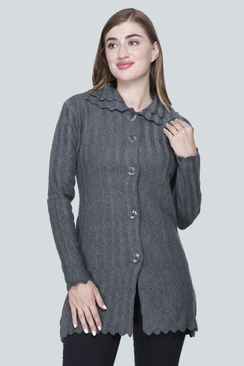 Buy Curious Fashion Women Dark Grey Self Design Acrylic Blend Sweater ...