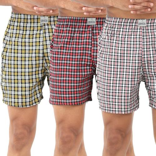 Buy SUPERSQUAD Men Multicolor1 Checkered Cotton Blend Pack of 3 Boxers ...