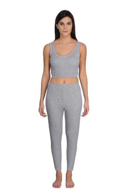 Buy Selfcare Grey Self Design Cotton Blend Thermal Wear Online at Best ...