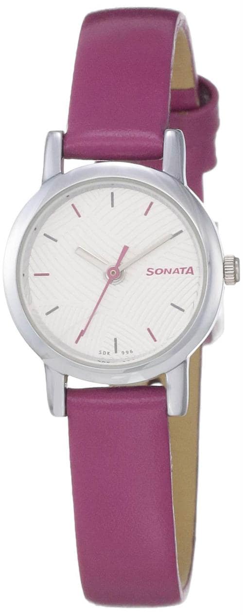 Buy Sonata Analog Dial White Band Pink Splash Watch-8976Sl14 For Womens ...