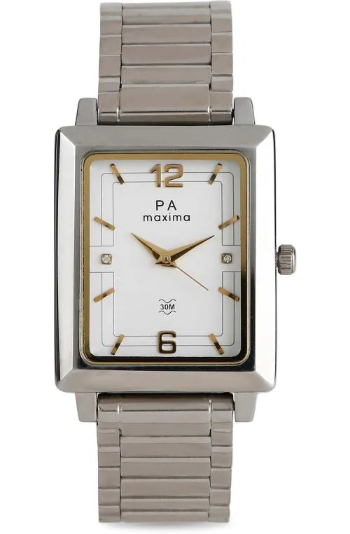 Buy Maxima Analog White Dial Silver Strap Watch For Men (32550CMGY ...