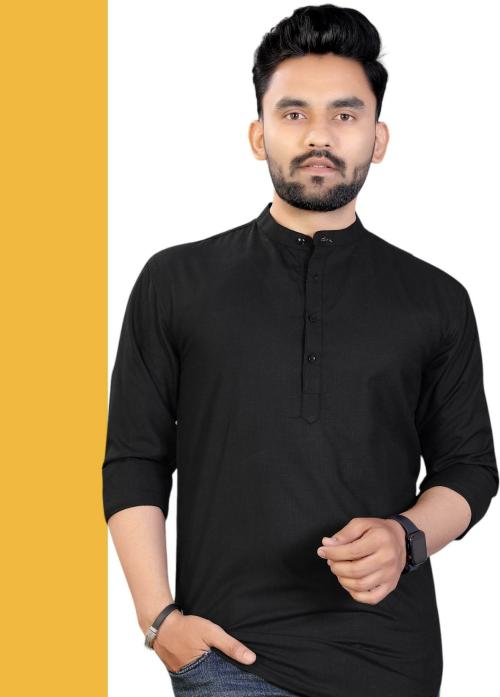 Buy SOPANI Men Solid, Self Design Straight Kurta (Black) Online at Best Prices in India - JioMart.