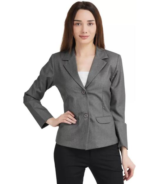 Buy Mans Fab Solid Single Breasted Formal Women Blazer ( Grey - L ) Online at Best Prices in ...