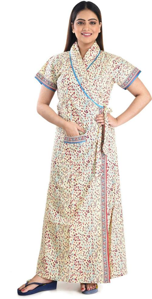 Buy BELLAMY Women Beige Printed Pure Cotton Single Nighty Online at Best Prices in India - JioMart.