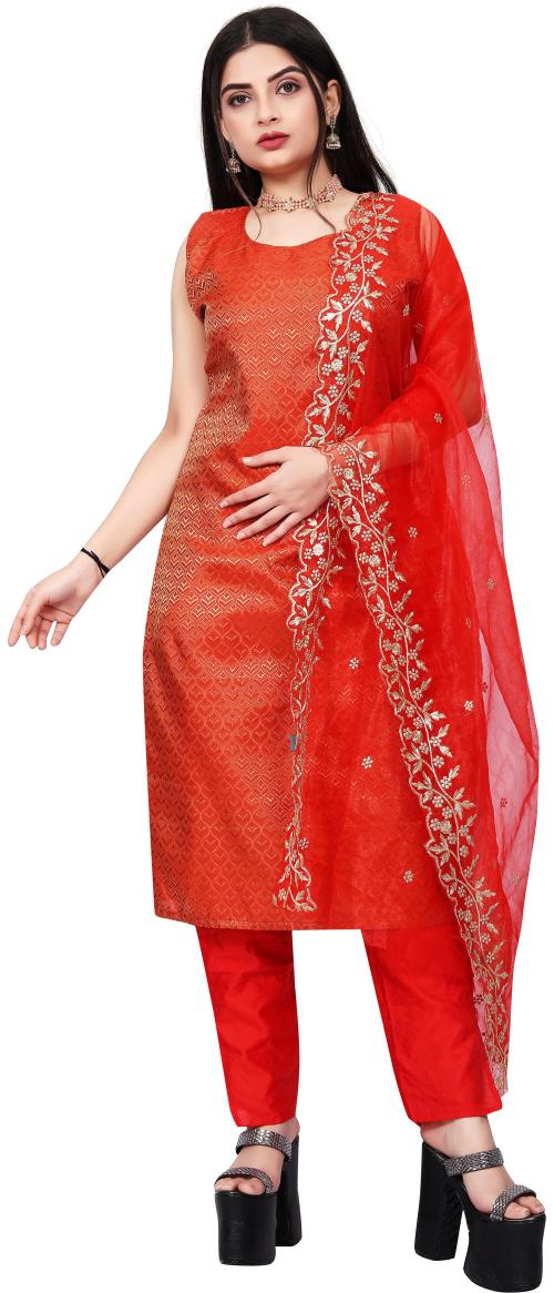 Buy sukhnath creation Women's Silk Blend Red Straight Kutra, Pant with ...