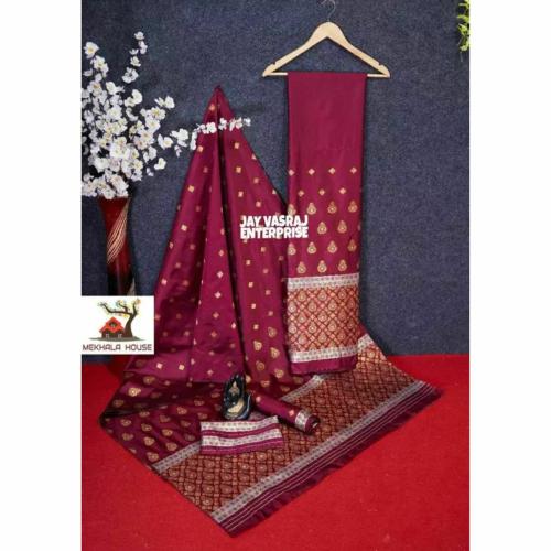 Buy MEKHALA HOUSE Assam Mekhala Chador Polypaat Saree fuberic mixpart Online at Best Prices in ...