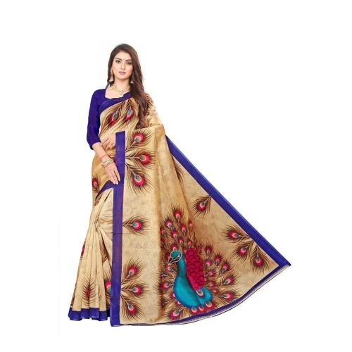 Buy Marabout Beige Colour Animal Printed Saree Online at Best Prices in ...