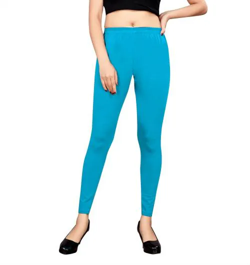 Buy SWIFFIN Sky Blue Free Size Ankle Length Cotton stretchable Premium ...