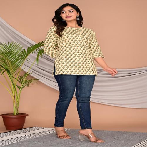 Buy MRS. PYARI Women Trendy Jaipuri Printed and Round Neck with Buttons ...