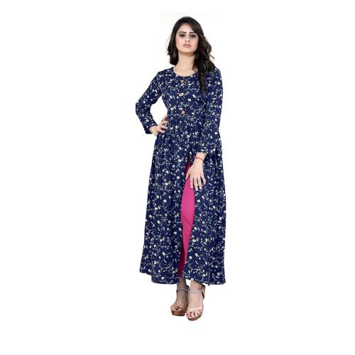 Buy HASMI TRENDZ Fancy Navy Blue Round Neck Regular Sleeve Fit And ...