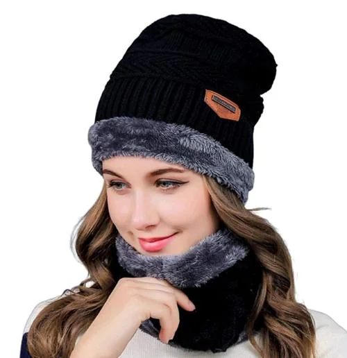 Buy Black Color Men and Women Winter Woolen Thick Knitted Stretchable ...