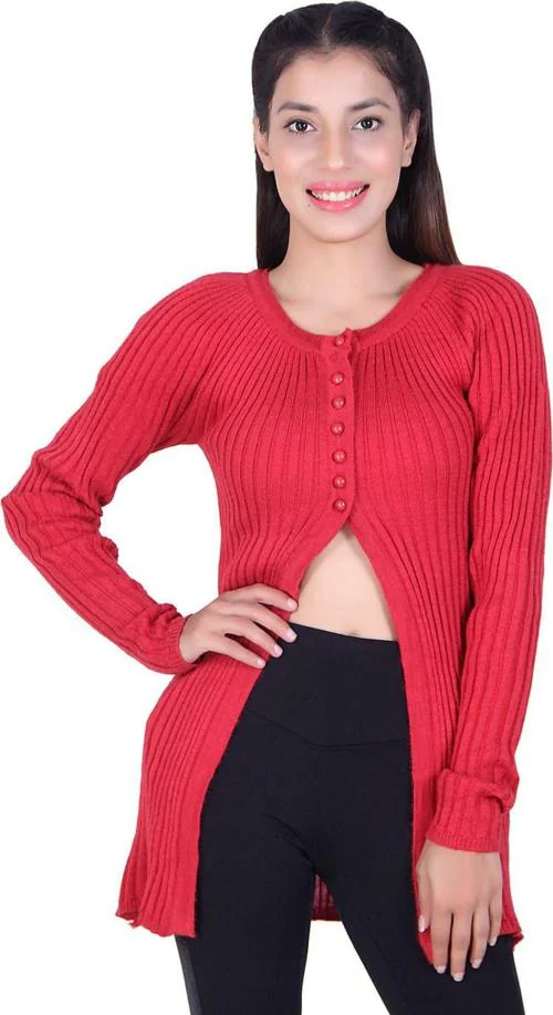 Buy Ogarti Women Red Solid Acrylic Blend Single Shrug Online at Best ...