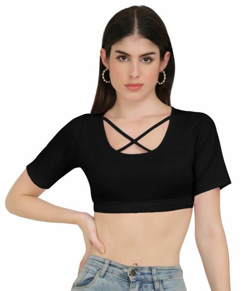 Buy AD2CART A4226 Women Chest X Neck Half Sleeve Stylish Crop Top for ...