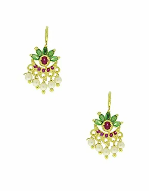 Buy Anuradha Art Jewellery Gold Plated Traditional Bugadi Clip-On Earrings Green (Women) Online ...