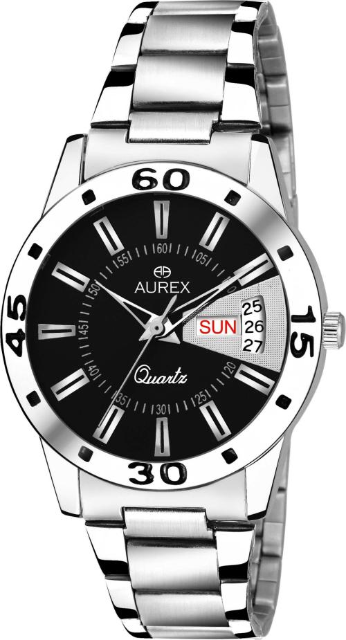 Buy Aurex Analog Black Dial Silver Strap Watch For Women - (Ax-Lr507 ...