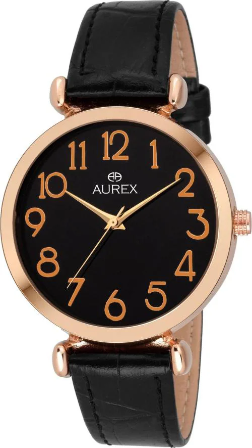 Aurex Analog Black Dial Black Strap Watch For Women - (Ax-Lr522-Bkb ...