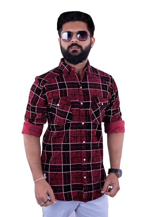 Buy NATAX Men Pink Checkered 100% Cottton Casual Shirt Online at Best ...