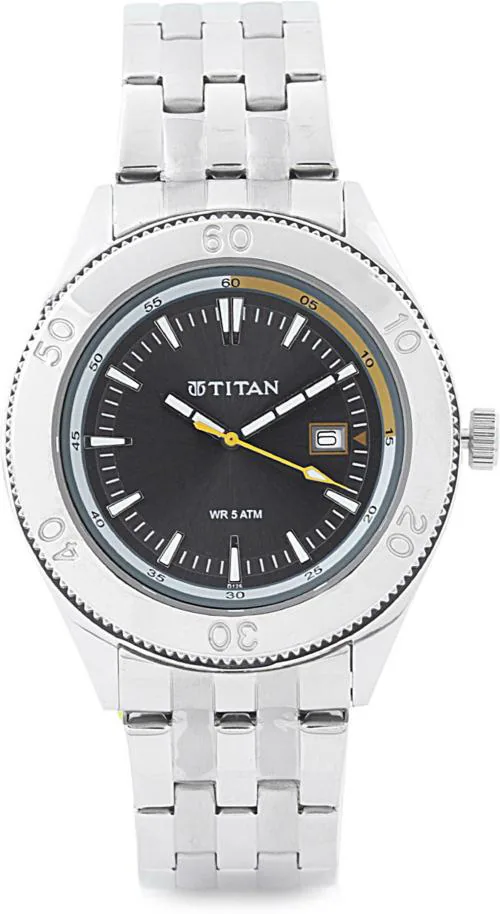 Buy Titan Black Dial Silver Strap Analog Watch For Men - (9324SM06 ...
