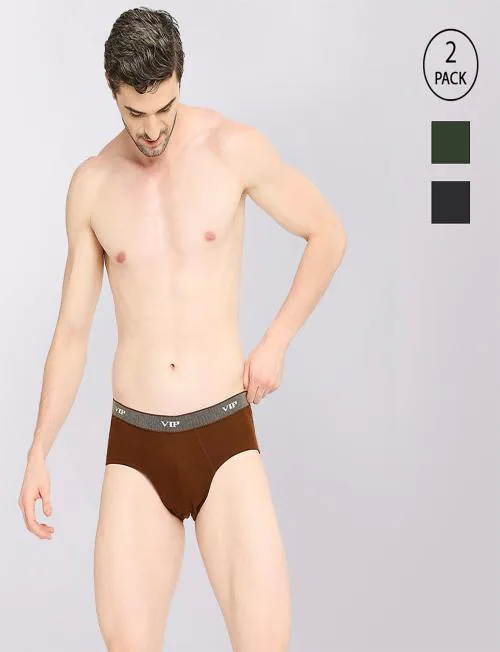 Buy VIP Fresh Cotton Briefs for Men - Assorted Colors (Pack of 2, 110 CM) Online at Best Prices ...