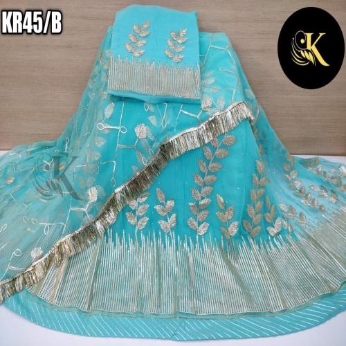Buy PREET Premium Quality Women's Half Pure Barik Ribine Work Lehenga ...