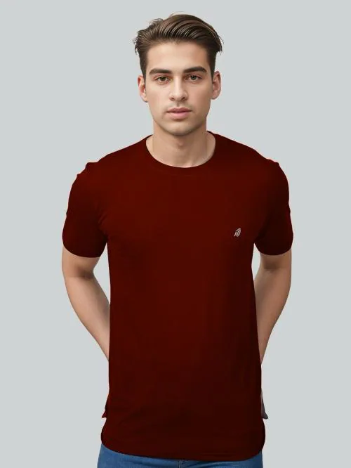 Buy Lux Nitro Round Neck Tshirt for Men(Maroon) Online at Best Prices ...