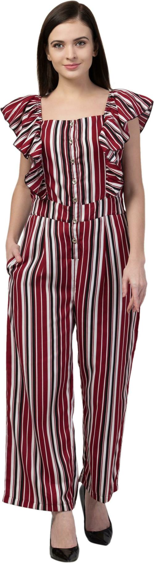 Buy Lilyn Women Maroon Printed Poly Crepe Jumpsuit (size M) Online at Best Prices in India ...