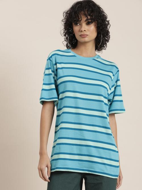 Buy Difference of opinion Multicoloured Striped Oversized T-Shirt ...